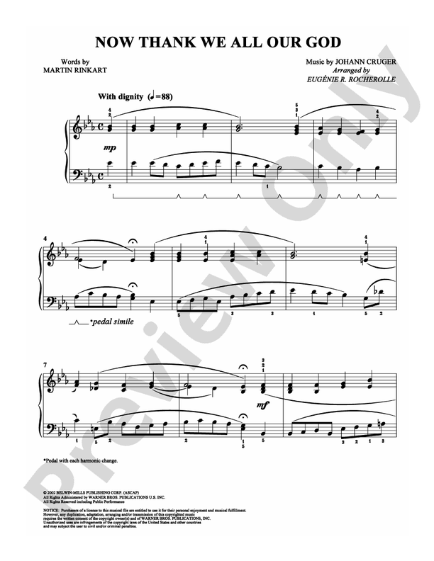 Now Thank We All Our God: Easy Piano: Johann Cruger - Digital Sheet Music Download