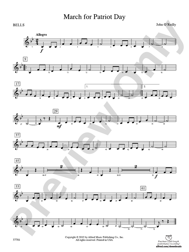 March for Patriot Day: Bells: Bells Part - Digital Sheet Music Download