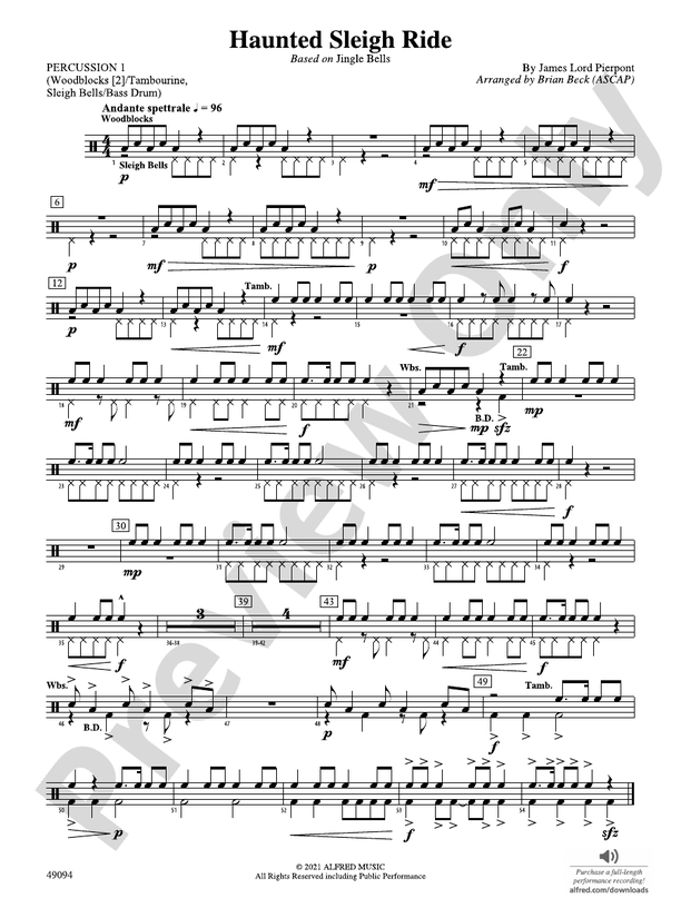 Haunted Sleigh Ride: 1st Percussion: 1st Percussion Part - Digital Sheet Music Download