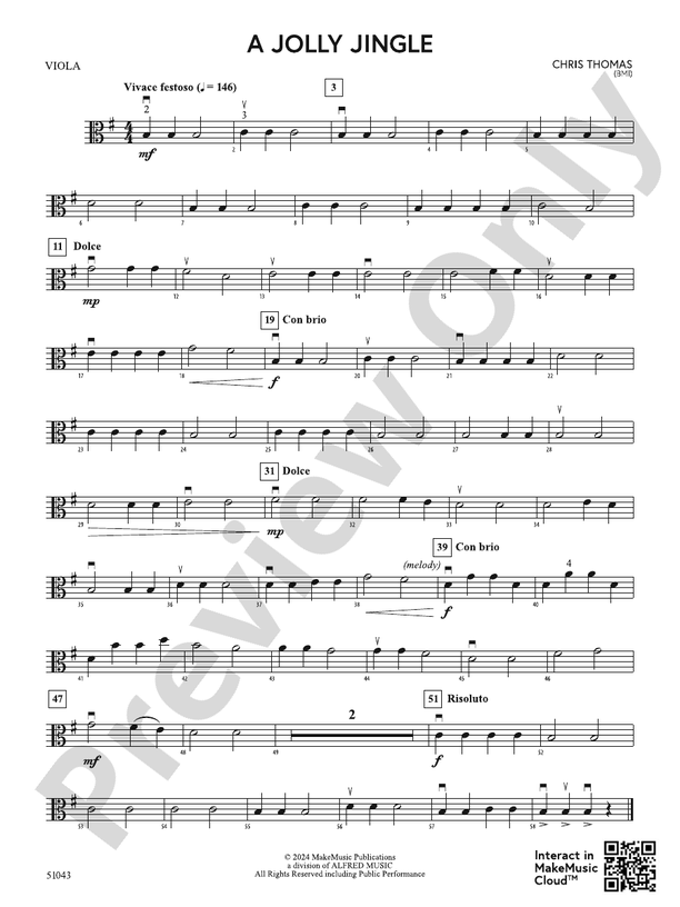 A Jolly Jingle: Viola: Viola Part - Digital Sheet Music Download