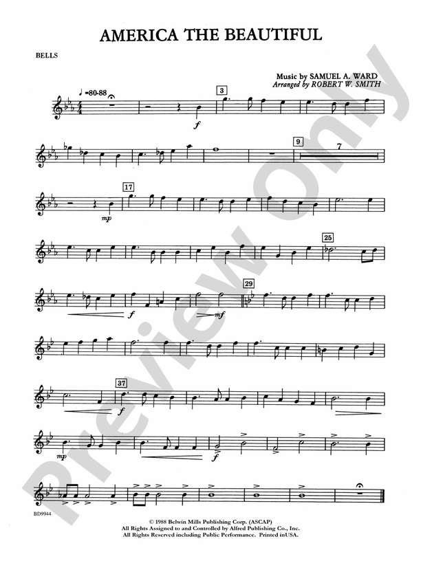 America the Beautiful: Bells: Bells Part - Digital Sheet Music Download
