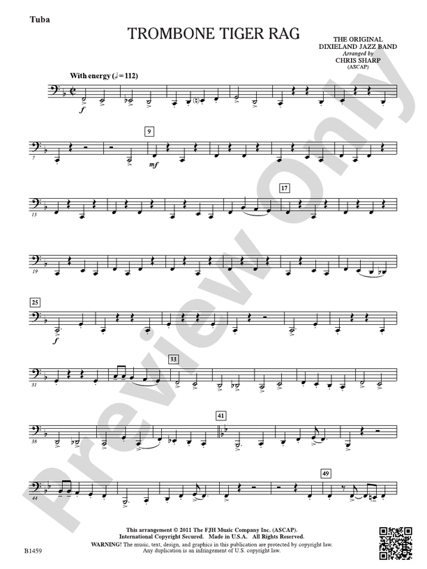 Trombone Tiger Rag: Tuba: Tuba Part - Digital Sheet Music Download