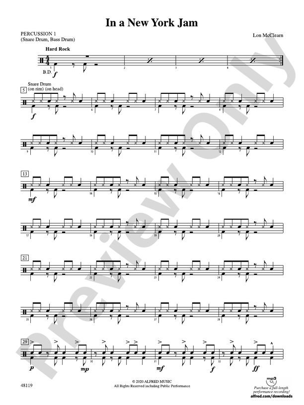 In a New York Jam: 1st Percussion: 1st Percussion Part - Digital Sheet ...