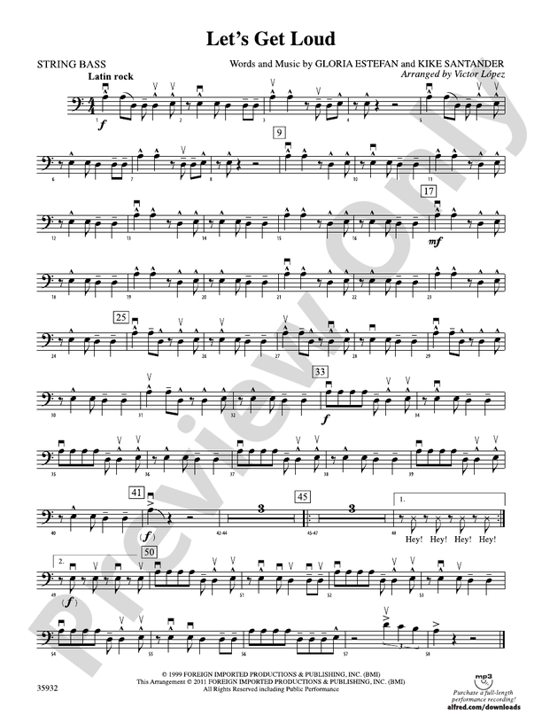 Let's Get Loud: String Bass: String Bass Part - Digital Sheet Music ...