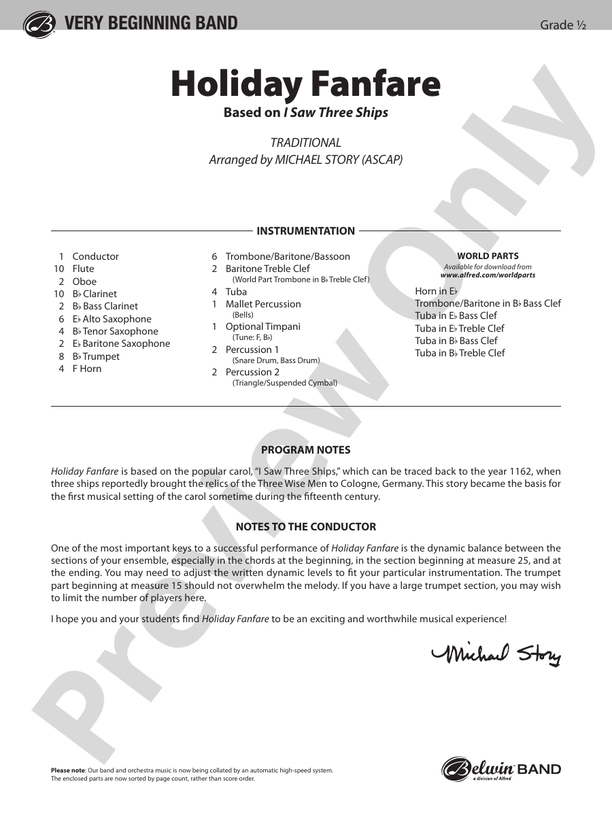 Holiday Fanfare: Score: Concert Band Score - Digital Sheet Music Download