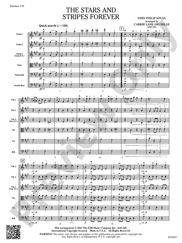 The Stars and Stripes Forever: Score: String Orchestra Score: John Philip Sousa - Digital Sheet ...