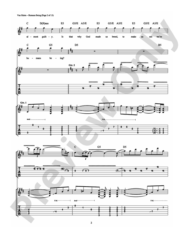 Humans Being: Guitar TAB: Van Halen - Digital Sheet Music Download