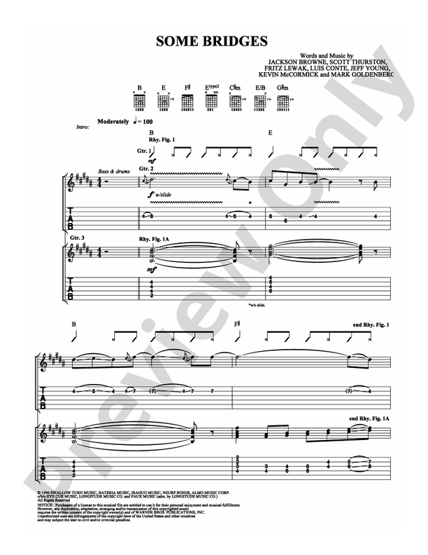 Some Bridges: Guitar TAB: Jackson Browne - Digital Sheet Music Download