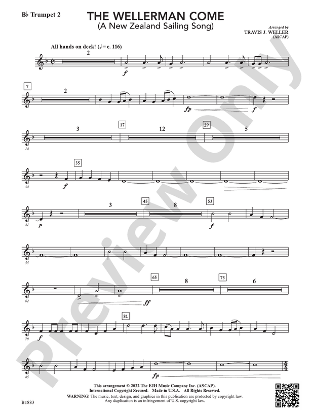 The Wellerman Come: B-flat Trumpet 2: B-flat Trumpet 2 Part: Travis J ...