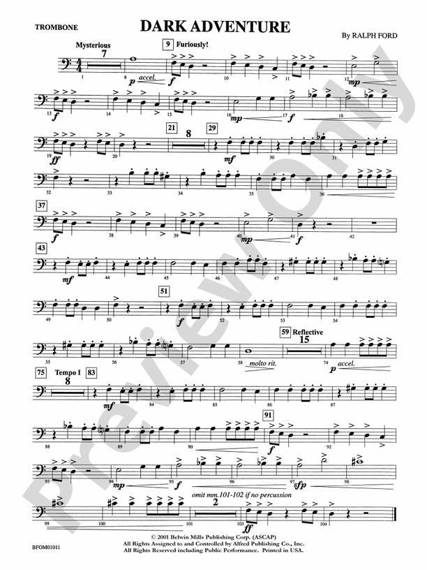 Dark Adventure: 1st Trombone: 1st Trombone Part - Digital Sheet Music ...