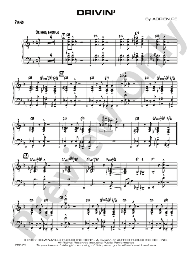 Drivin': Piano Accompaniment: Piano Accompaniment Part - Digital Sheet ...