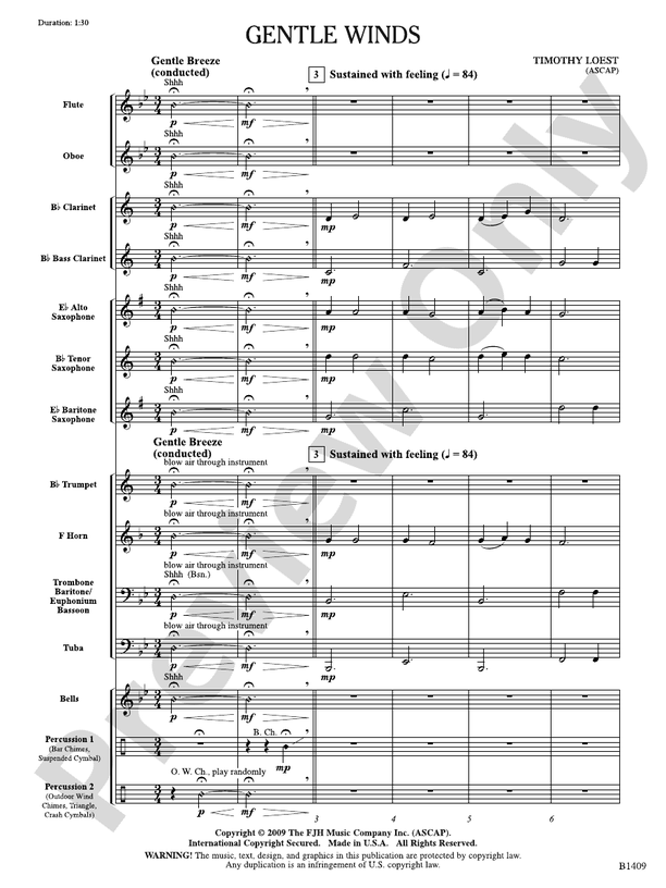 Gentle Winds: Score: Concert Band Score: Timothy Loest - Digital Sheet ...