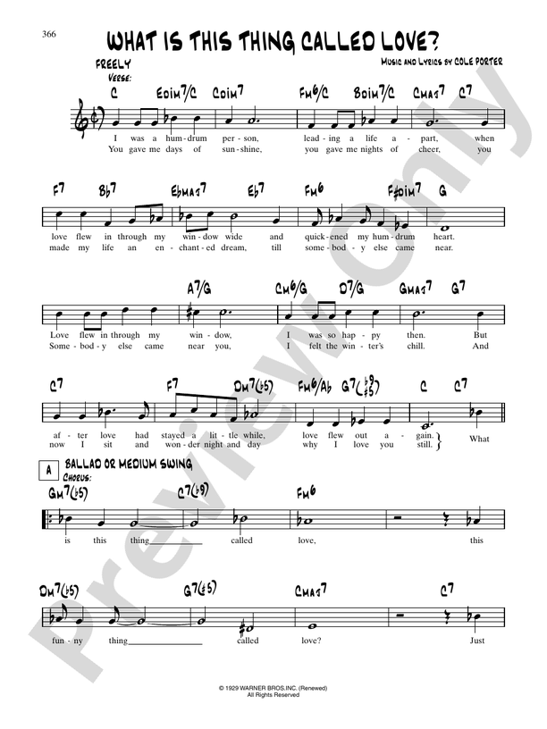What Is This Thing Called Love Piano Vocal Chords Cole Porter