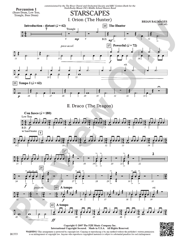 Starscapes: Percussion 1: Percussion 1 Part: Brian Balmages - Digital Sheet Music Download