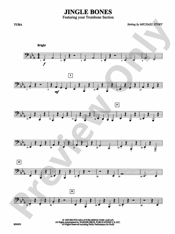 Jingle Bones: Tuba: Tuba Part - Digital Sheet Music Download