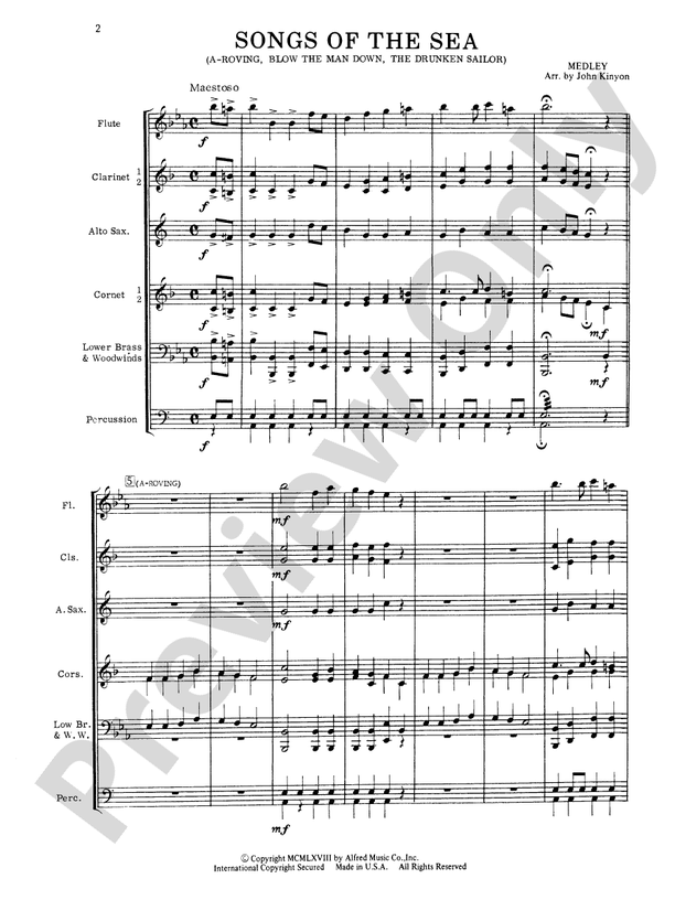Songs of the Sea (Medley): Concert Band Conductor Score & Parts ...