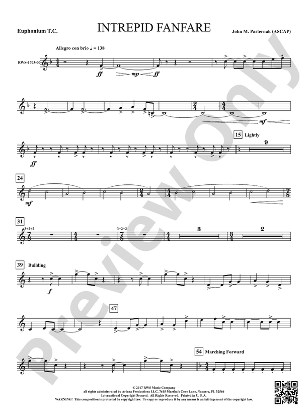 Intrepid Fanfare: Baritone T.C.: Baritone T.C. Part: John M. Pasternak - Digital Sheet Music ...