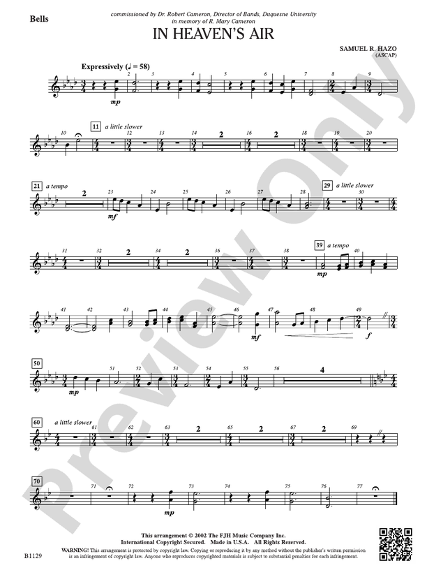 In Heaven's Air: Bells: Bells Part: Samuel R. Hazo - Digital Sheet ...