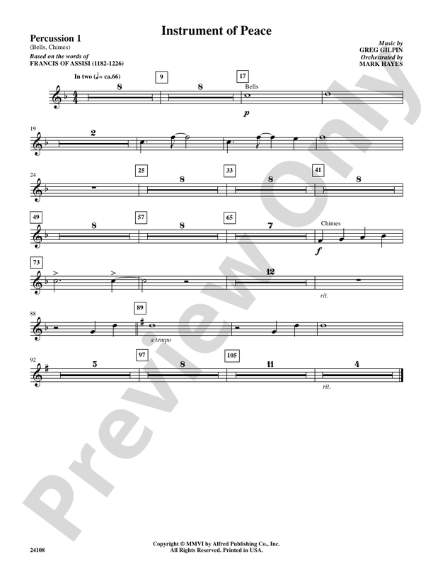 Instrument of Peace: 1st Percussion: 1st Percussion Part - Digital ...