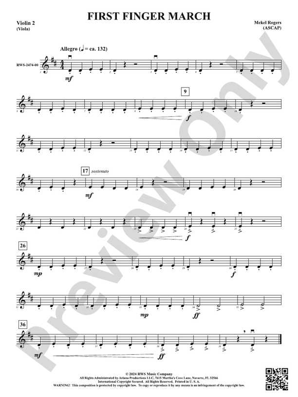 First Finger March: 2nd Violin: 2nd Violin Part: Mekel Rogers - Digital ...