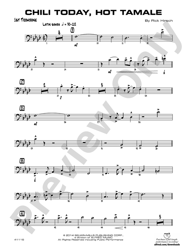 Chili Today, Hot Tamale: 1st Trombone: 1st Trombone Part - Digital Sheet Music Download