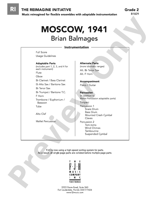 Moscow, 1941: Score: 4-Part Fully Adaptable with Percussion Score ...