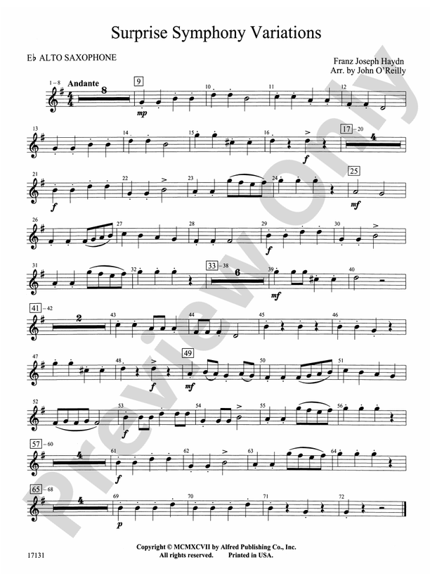 Surprise Symphony Variations: E-flat Alto Saxophone: E-flat Alto Saxophone Part - Digital Sheet ...