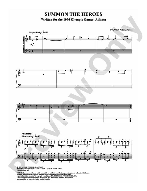 Summon the Heroes: Piano: John Williams - Digital Sheet Music Download