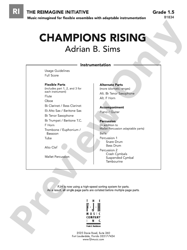 Champions Rising: Score: 3-Part Fully Adaptable with Percussion Score ...