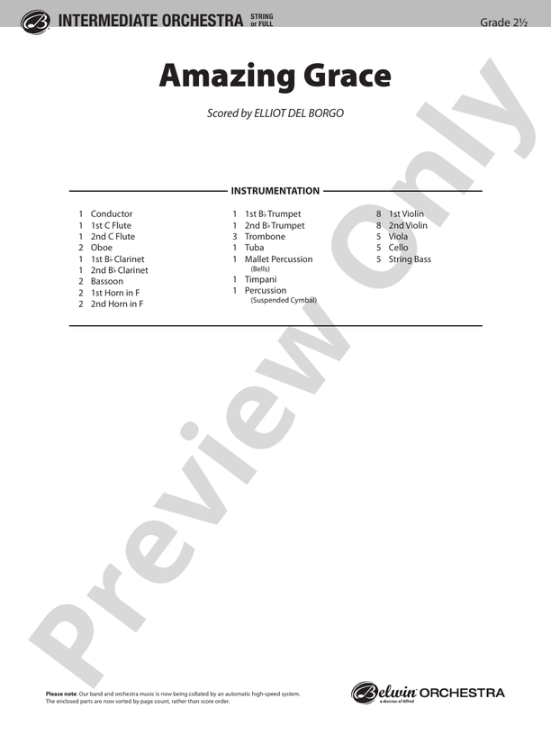 Amazing Grace: Score: Full Orchestra Score - Digital Sheet Music Download