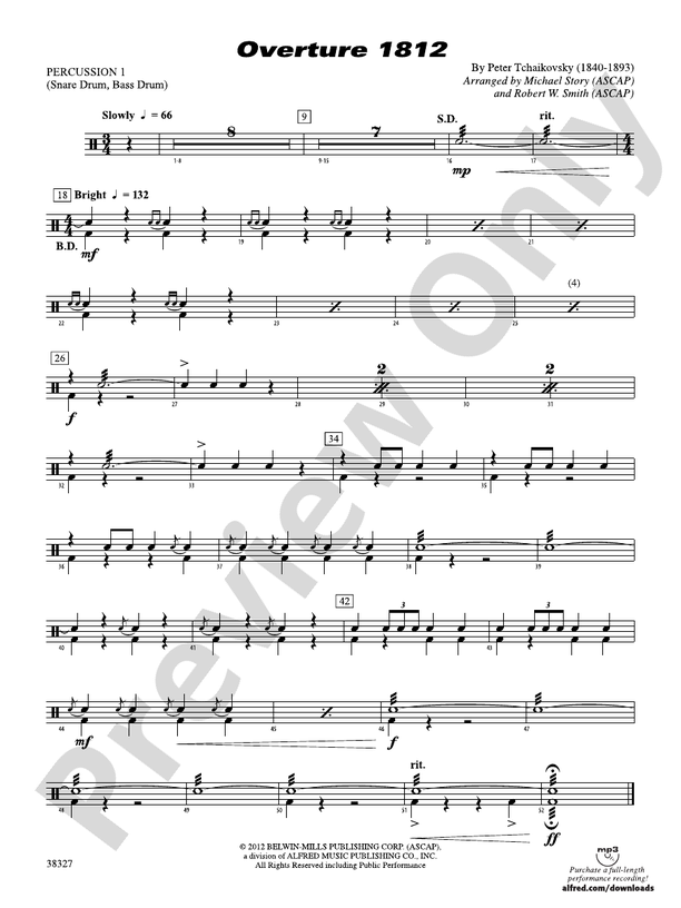 Overture 1812: 1st Percussion: 1st Percussion Part - Digital Sheet ...