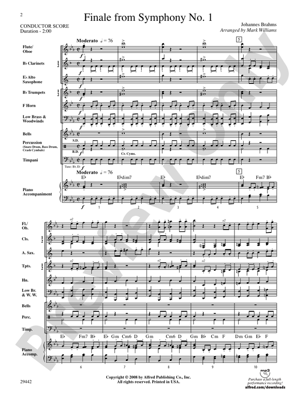 Finale from Brahms's Symphony No. 1: Score: Concert Band Score - Digital Sheet Music Download