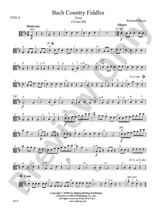Bach Country Fiddles: Viola: Viola Part - Digital Sheet Music Download