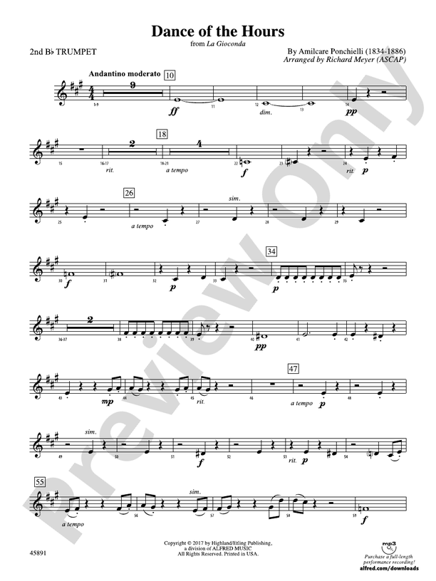 Dance of the Hours: 2nd B-flat Trumpet: 2nd B-flat Trumpet Part - Digital Sheet Music Download