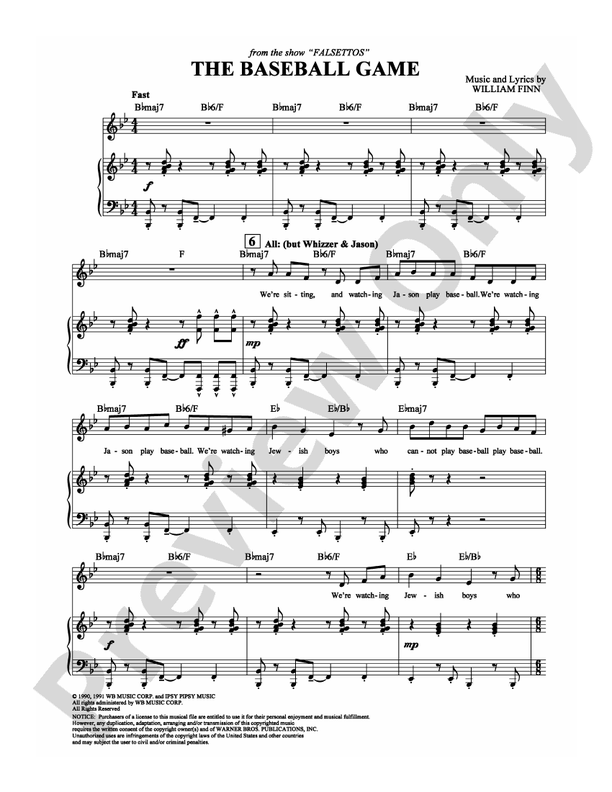 The Baseball Game: Piano/Vocal/Chords: William Finn - Digital Sheet ...