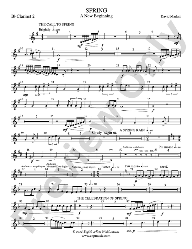 Spring (A New Beginning): 2nd B-flat Clarinet: 2nd B-flat Clarinet Part ...