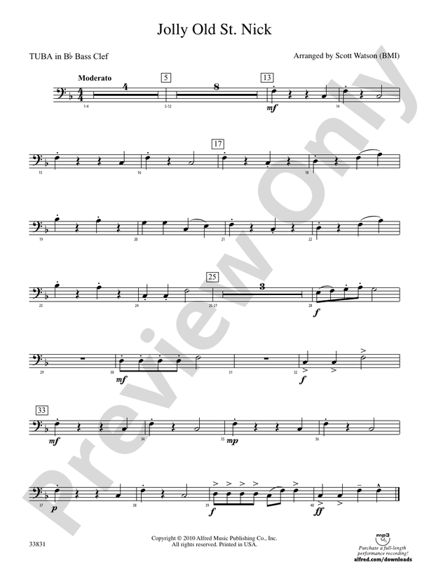 Jolly Old St. Nick: (wp) B-flat Tuba B.C.: (wp) B-flat Tuba B.C. World ...