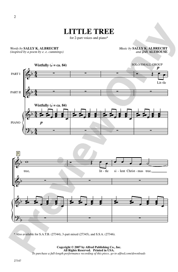 Little Tree: 2-Part Choral Octavo: Sally K. Albrecht - Digital Sheet ...