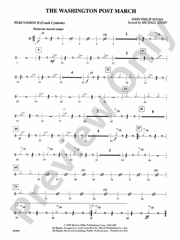 Washington Post: 2nd Percussion: 2nd Percussion Part - Digital Sheet ...