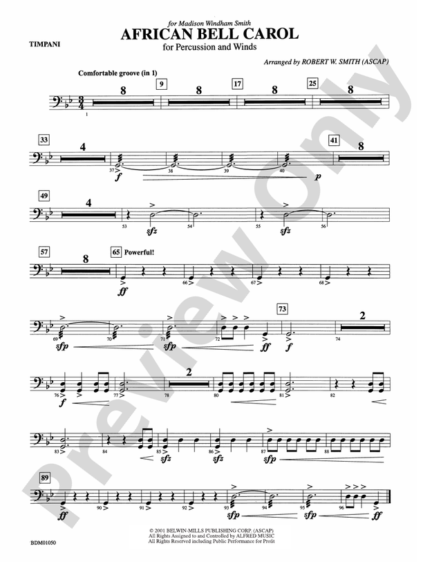 African Bell Carol (for Percussion and Winds): Timpani: Timpani Part ...