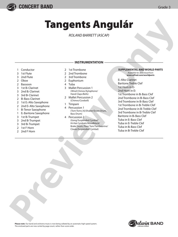 Tangents Angulár: Score: Concert Band Score - Digital Sheet Music Download