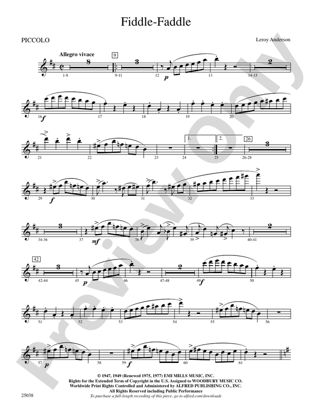 Fiddle-Faddle: Piccolo: Piccolo Part - Digital Sheet Music Download