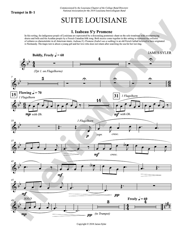 Suite Louisiane: 1st B-flat Trumpet: 1st B-flat Trumpet Part - Digital Sheet Music Download