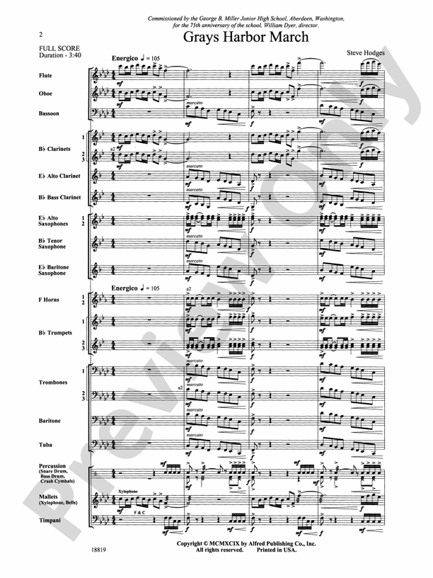 Grays Harbor March: Concert Band Conductor Score & Parts: Steve Hodges ...
