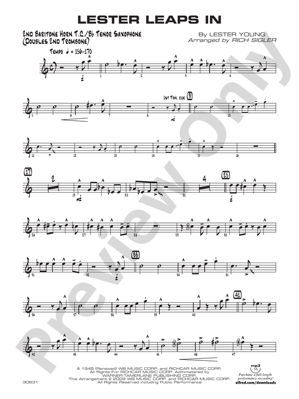 Lester Leaps In: 2nd Baritone T.C.: 2nd Baritone T.C. Part - Digital Sheet Music Download