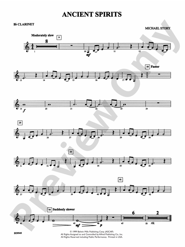 Ancient Spirits: 1st B-flat Clarinet: 1st B-flat Clarinet Part ...