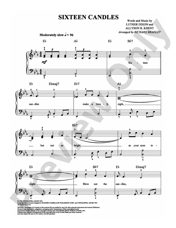 Sixteen Candles: Easy Piano: The Crests - Digital Sheet Music Download