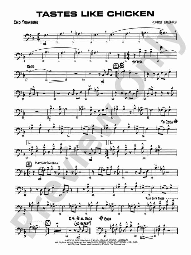 Tastes Like Chicken: 2nd Trombone: 2nd Trombone Part - Digital Sheet ...