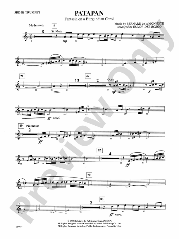Patapan: 3rd B-flat Trumpet: 3rd B-flat Trumpet Part - Digital Sheet ...