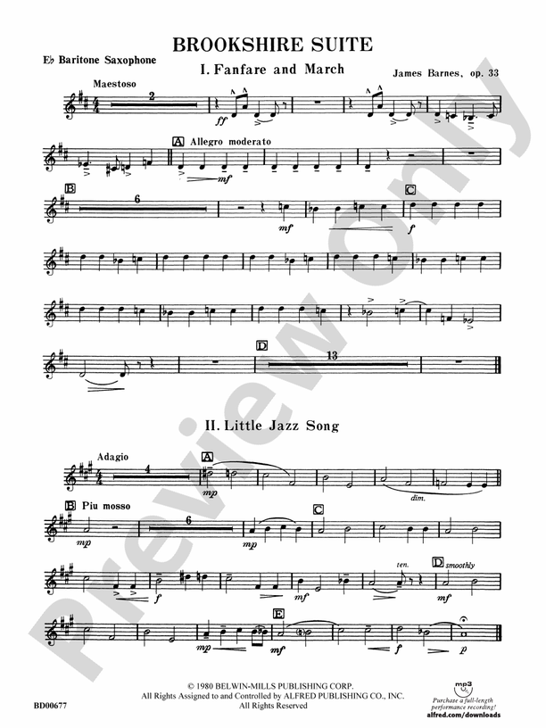 Brookshire Suite: E-flat Baritone Saxophone: E-flat Baritone Saxophone Part - Digital Sheet ...